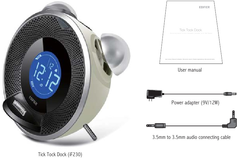 Edifier Tick Tock Dock - Docking Alarm Clock Speaker System Manual ...