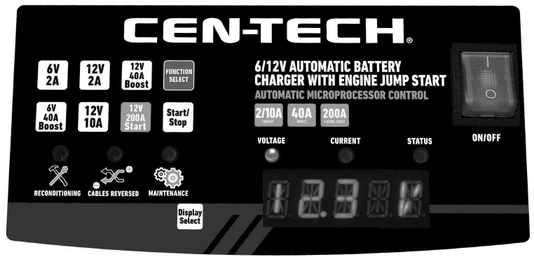 CEN-TECH 63423 - 2/10/40/200A 6/12V Automatic Battery Charger with ...