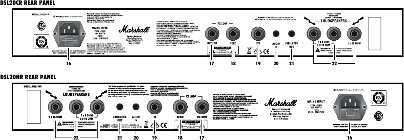 Marshall DSL20CR & DSL20HR - Dual Super Lead Amplifier Manual | ManualsLib