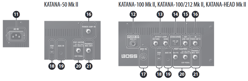 Boss KATANA-50 Mk II, KATANA-100 Mk II, KATANA-100/212 Mk II, KATANA ...