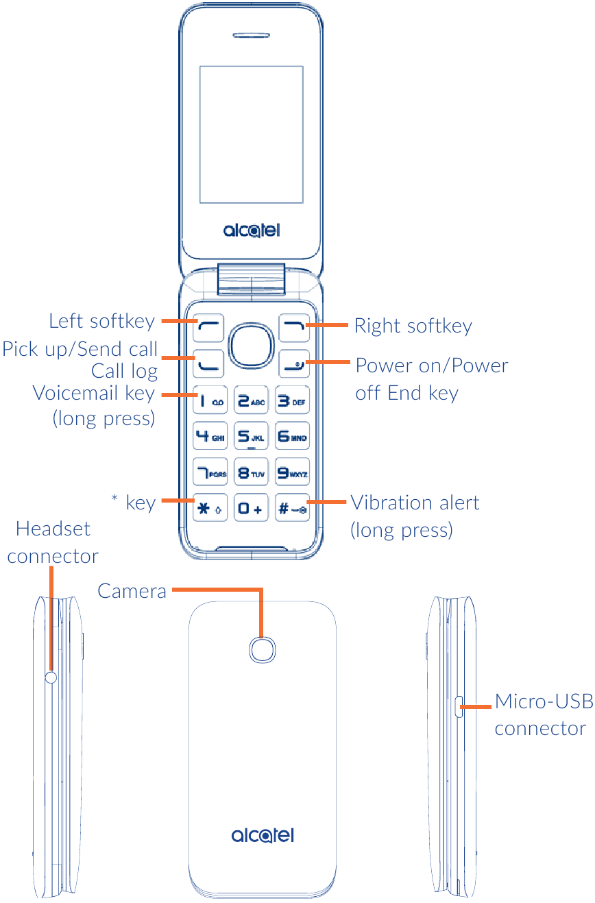 Alcatel 2051X, 2051D - Cell Phone Quick Start Manual | ManualsLib