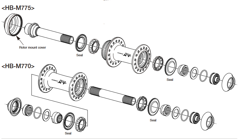 Shimano FH-M775, HB-M775, HB-M770, FH-M770 - Freehub/Front Gub Service ...