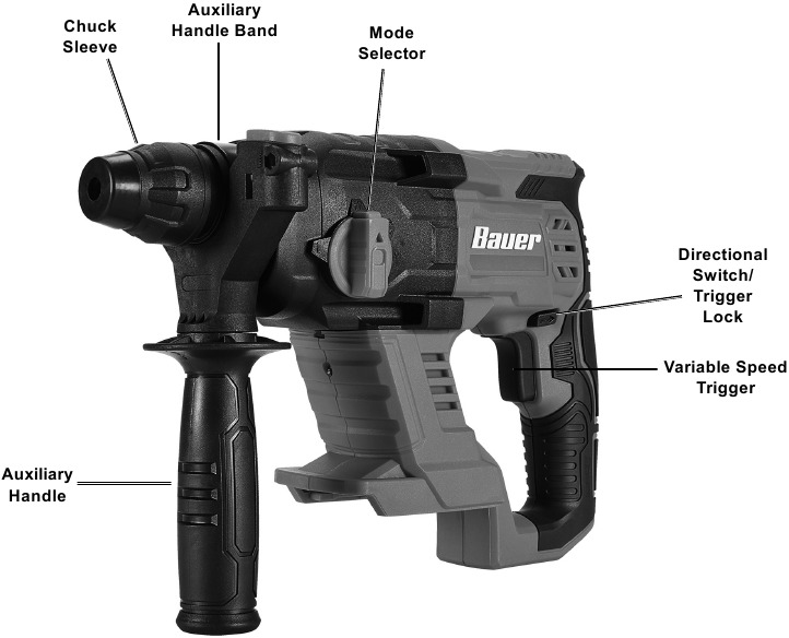 Bauer 2144C-B, 57744 - 1/2 in. SDS-PLUS Rotary Hammer Manual | ManualsLib