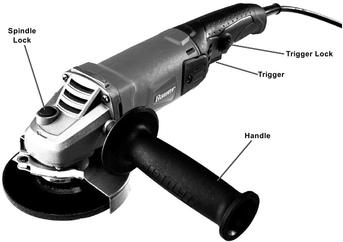Bauer 1864E-B, 64742 - 4-1/2 in. Trigger Grip Angle Grinder Manual ...