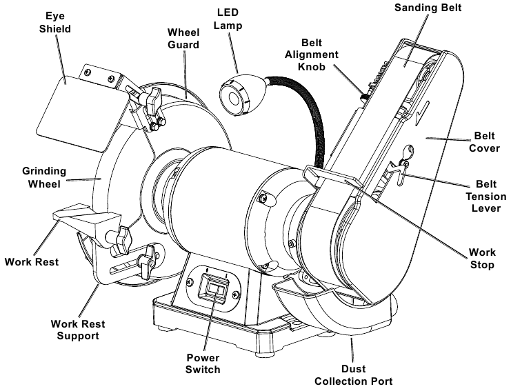 Bauer 2327E-B, 58871 - 8 in. Bench Grinder with Belt Sander Manual ...
