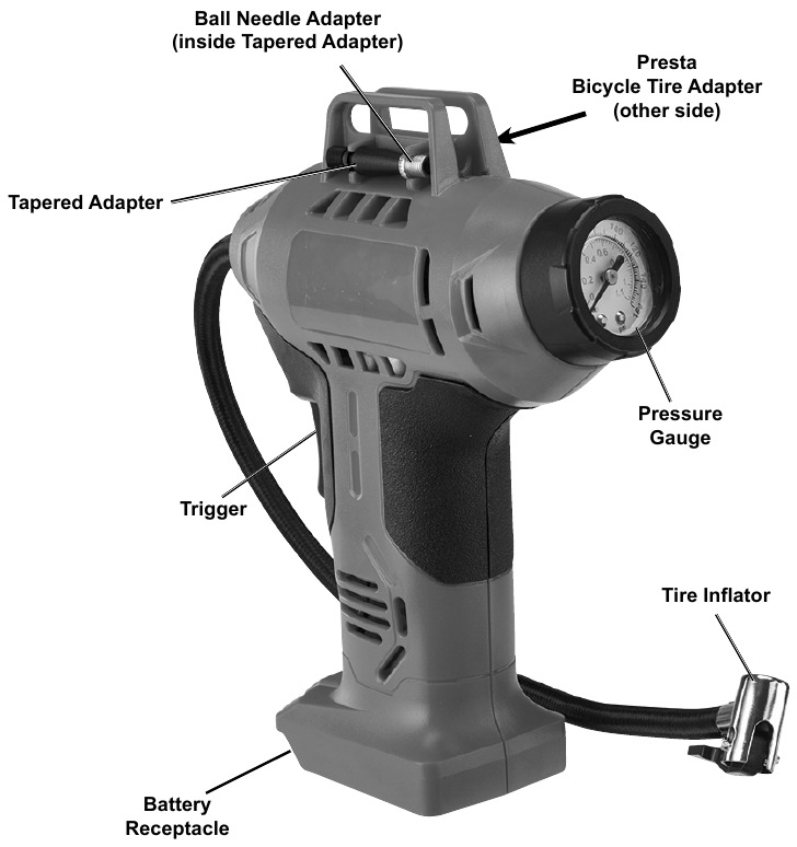 Bauer 1954C-B, 56546 - 20V Cordless 0-160 PSI Inflator Manual | ManualsLib