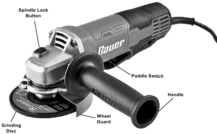 Bauer 1966E-B, 57002 - 4-1/2 in. Paddle Switch Angle Grinder Manual | ManualsLib