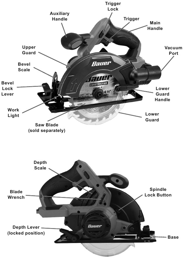 Bauer 2072C-B, 57504 - 20V Cordless 6-1/2 in. Circular Saw Manual ...