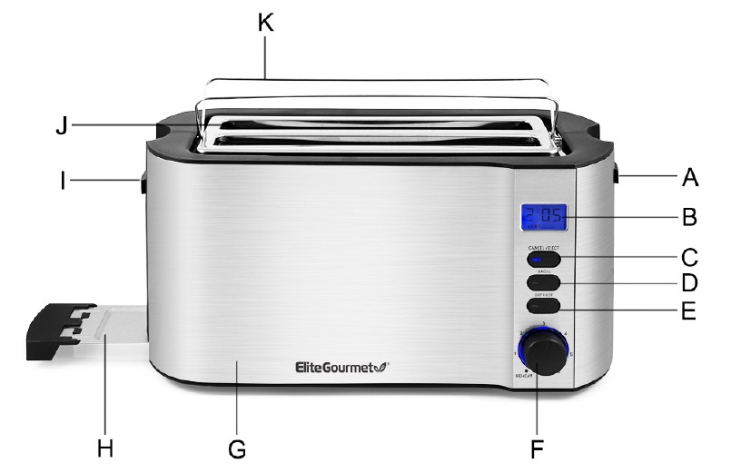 Elite Gourmet ECT4400/ECT4400B - 4-Slice Long Slot Toaster Manual ...