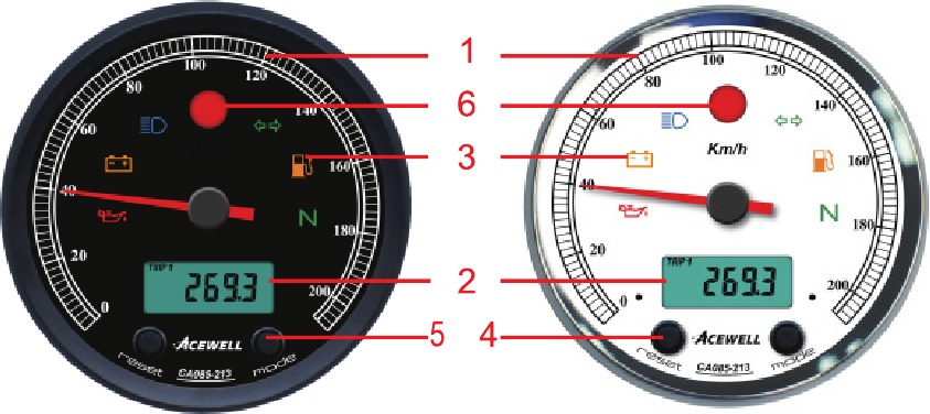 Acewell CA-085-15X, CA-085-26X, CA-085-21X - ATV/Motorcycle Computer ...