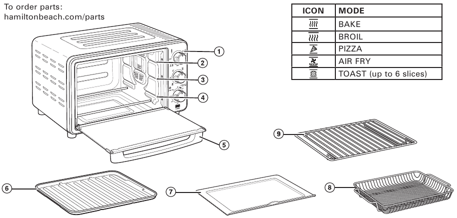 Hamilton Beach 31196 - 6-Slice Sure-Crisp Air Fryer Toaster Oven Manual ...