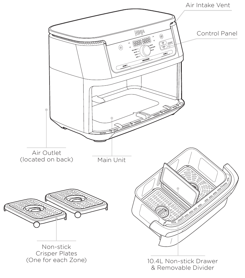 Ninja Foodi AF500UK - FlexDrawer Air Fryer 10.4L Manual | ManualsLib