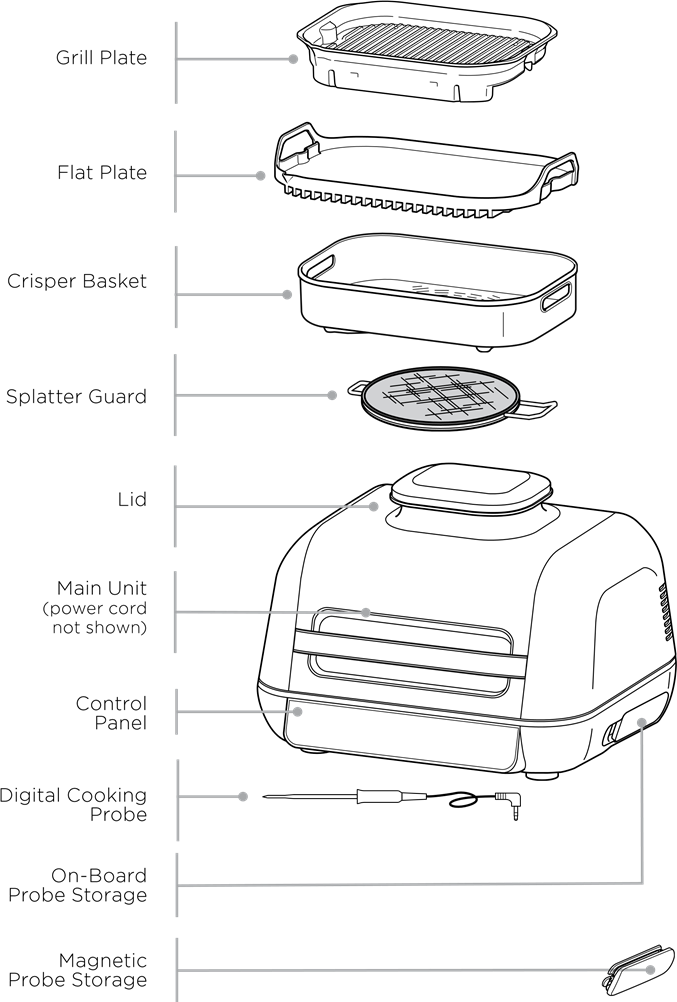 Ninja Foodi MAX Pro AG651UK - Health Grill, Flat Plate & Air Fryer ...