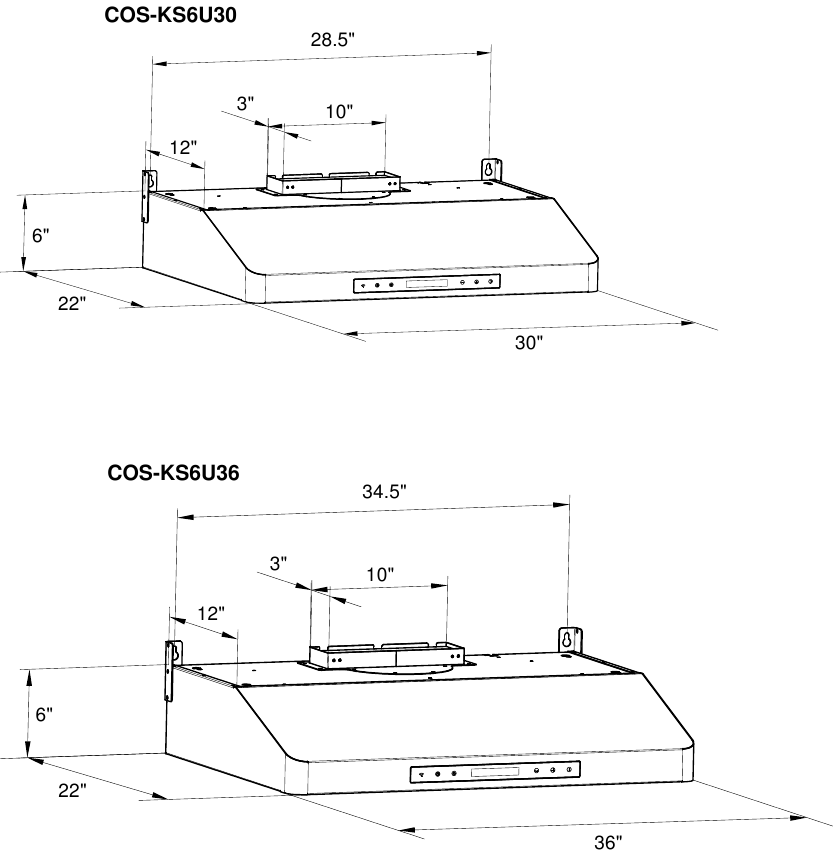 Cosmo COS-KS6U30, COS-KS6U36 - Under Cabinet Range Hood Manual | ManualsLib