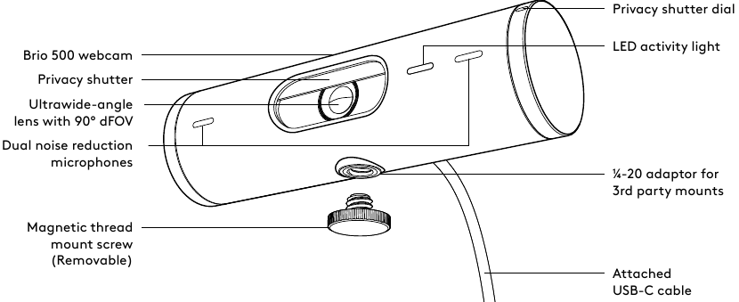 Logitech BRIO 500 - 1080p Webcam with Privacy Cover Manual | ManualsLib