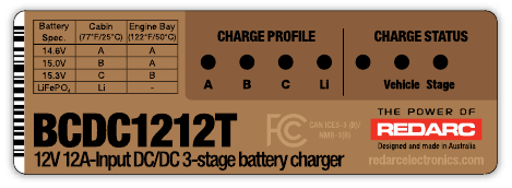 REDARC BCDC1212T - Multi-Stage 12 V Input Current Battery Charger ...