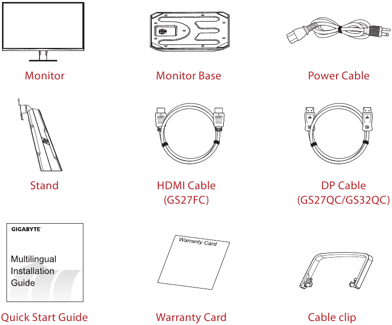 GIGABYTE GS27FC, GS27QC, GS32QC - Gaming Monitor GS Series Manual ...