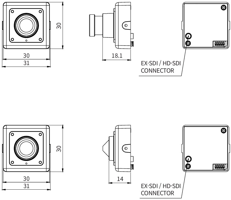 Sure Mini Square Camera - EX-SDI / HD-SDI / CVBS Mini Square Camera ...