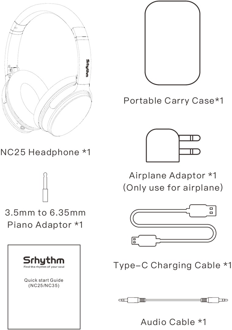 Srhythm NC25 - Noise Cancelling Headphones Manual | ManualsLib