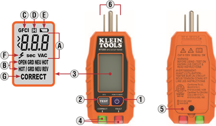 Klein Tools RT250 - GFCI Receptacle Tester with LCD Manual | ManualsLib