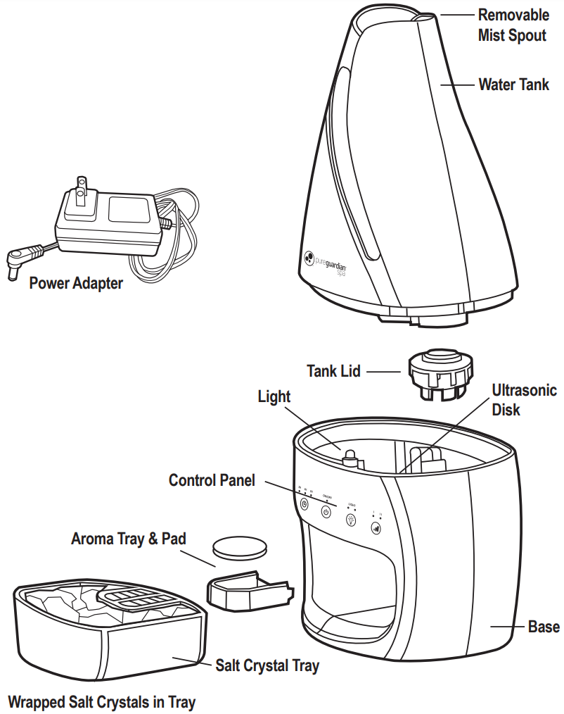 Guardian H1117 - PureGuardian Humidifier and Salt Lamp with ...