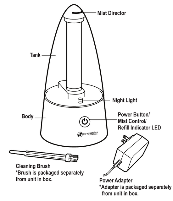 Guardian H925 - PureGuardian 10-Hour Table Top Ultrasonic Cool Mist ...