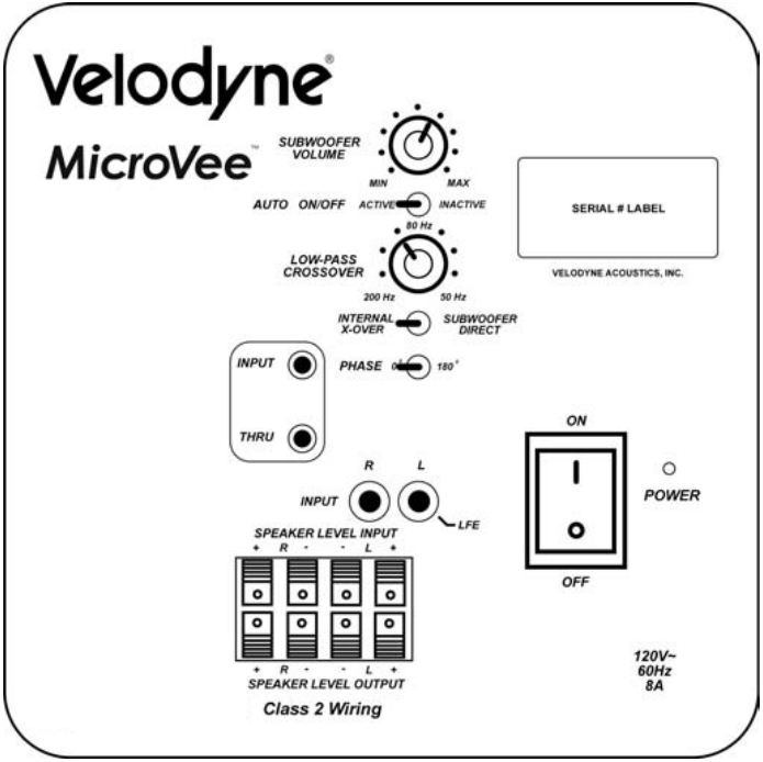 Velodyne MicroVee - Subwoofer System Manual | ManualsLib