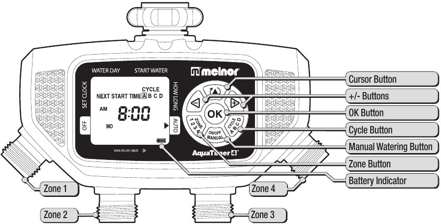 Melnor AquaTimer 4 76280 - Advanced Four-Zone Electronic Water Timer ...