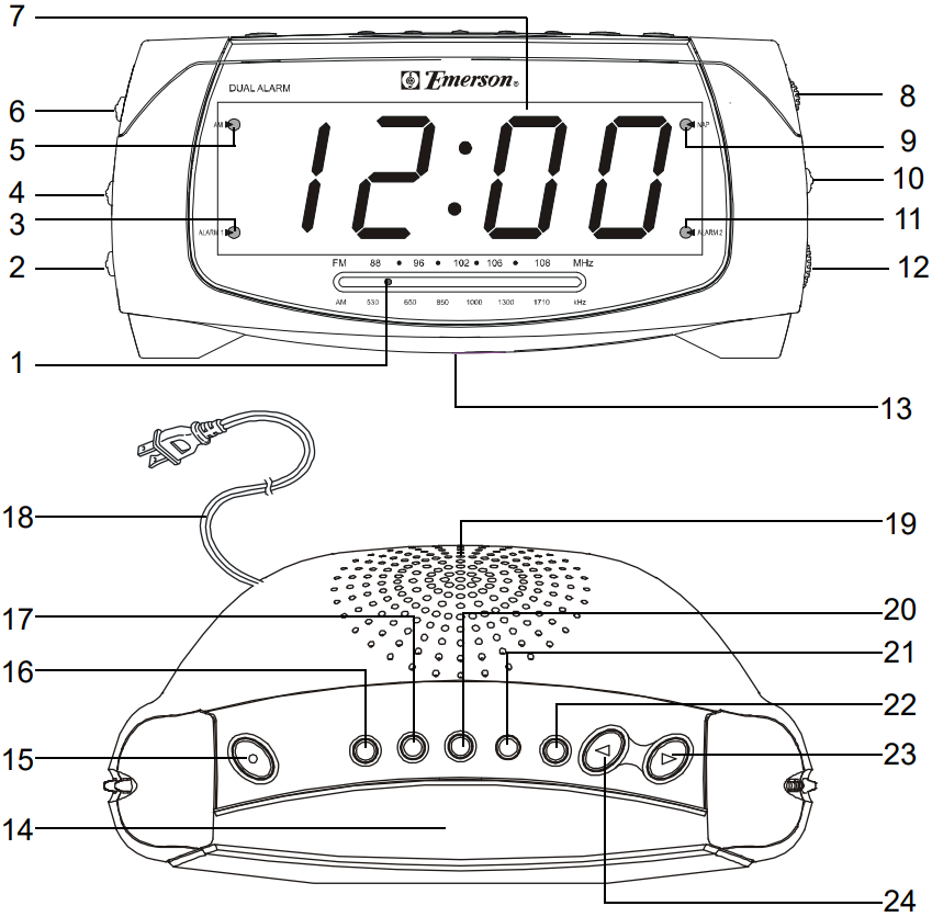 Emerson CK5250 - Large Display Am/Fm Clock Radio Manual | ManualsLib