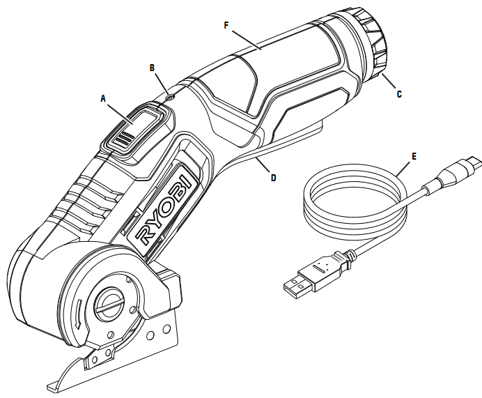Ryobi FVC51 - 4 VOLT USB LITHIUM POWER CUTTER Manual | ManualsLib
