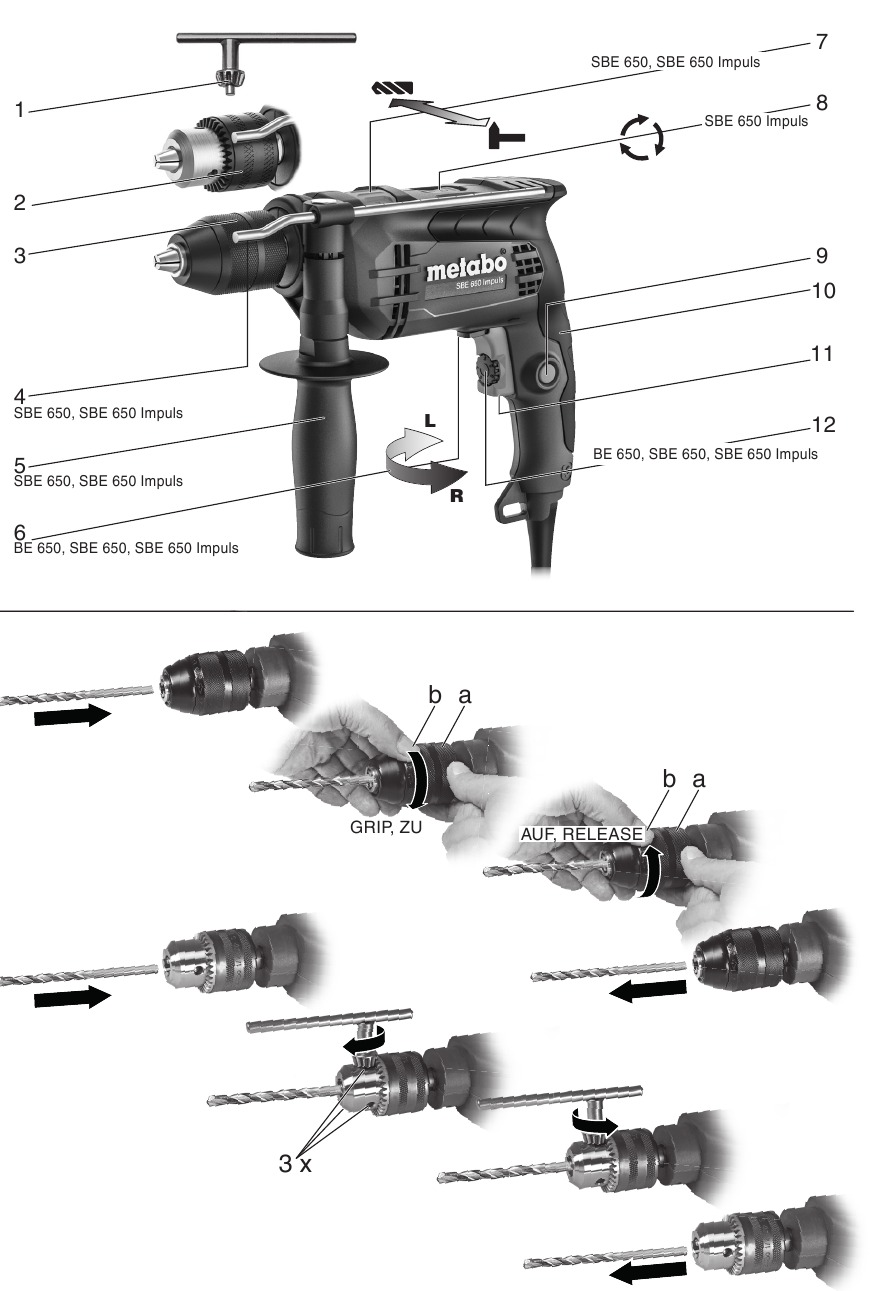 Metabo B 650, BE 650, SBE 650, SBE 650 Impuls - Drill Manual | ManualsLib