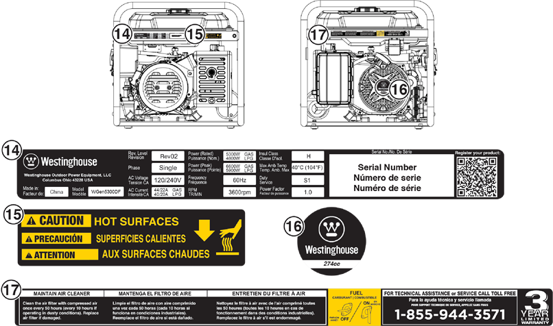 Westinghouse WGen5300DF - Inverter Generator Manual | ManualsLib