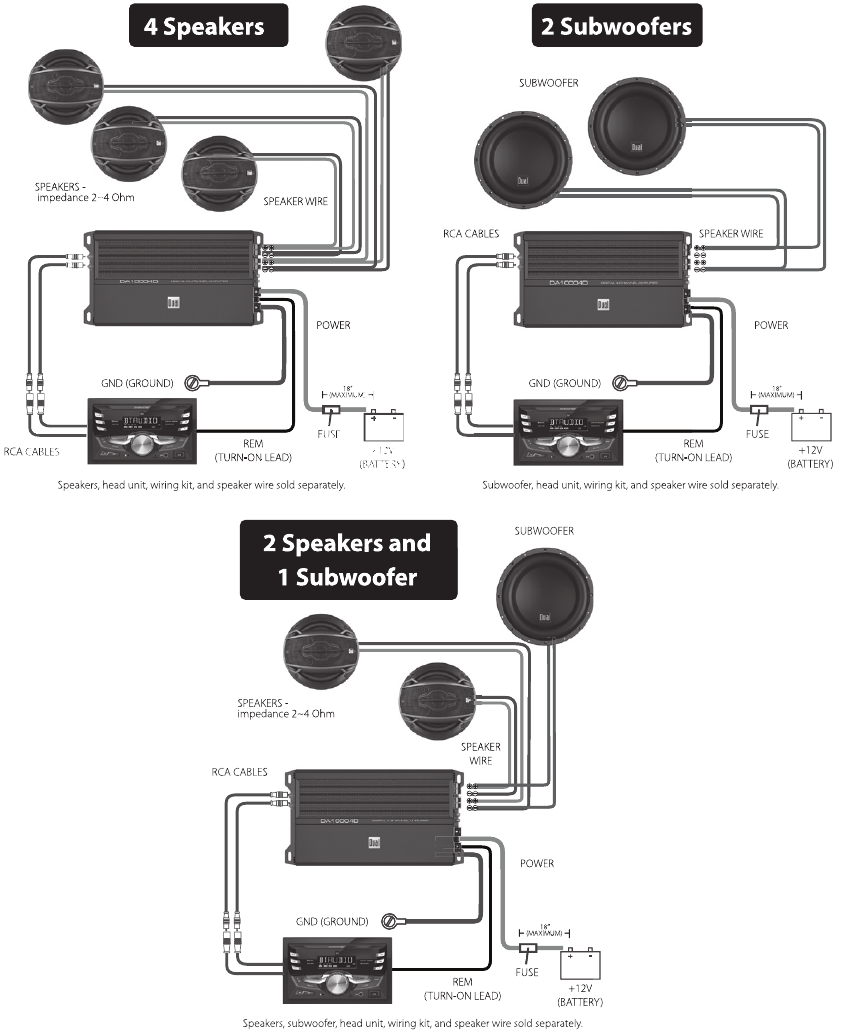 Dual DA6002D, DA10004D - Mobile Power Amplifier Manual | ManualsLib