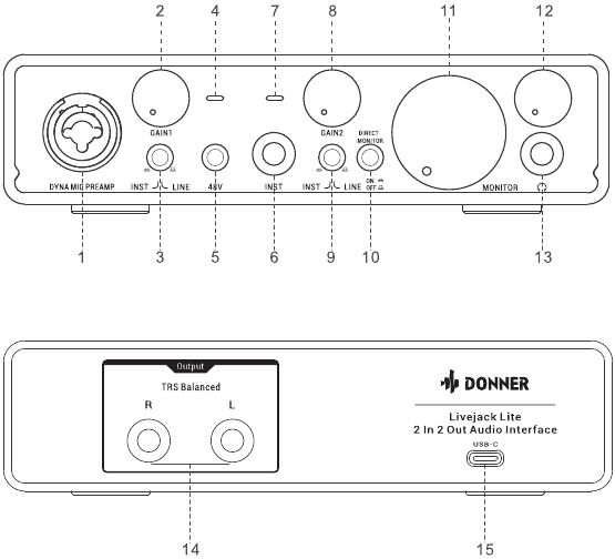 Donner Livejack Lite - Audio Interface Manual | ManualsLib