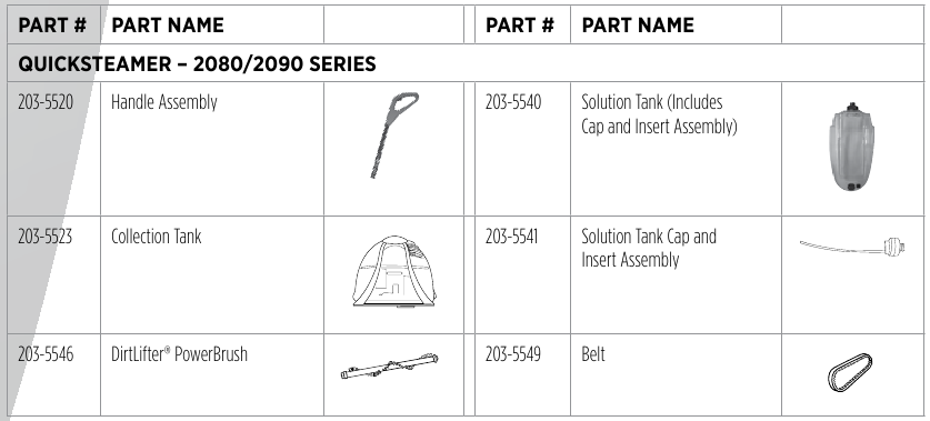 Bissell QuickSteamer, 2080 / 2090 Series Manual | ManualsLib