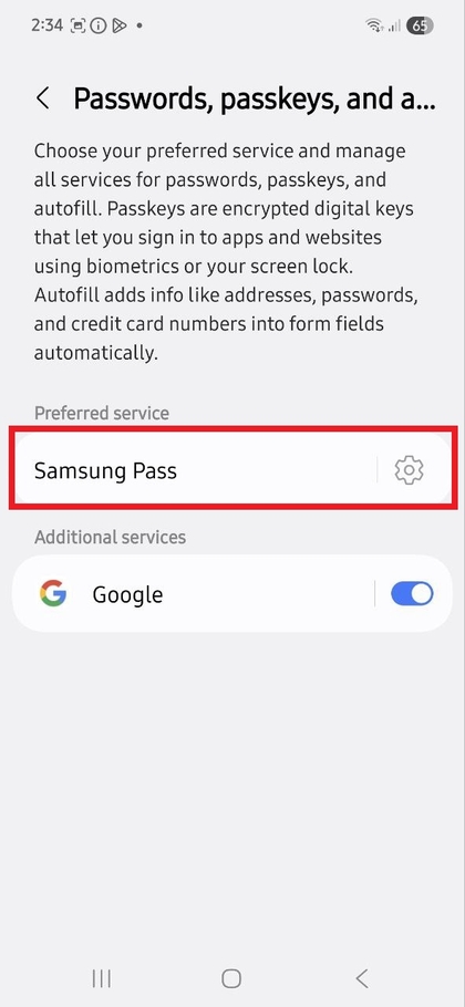 Samsung Galaxy A56: Enable or Disable Password Autofill Service ...