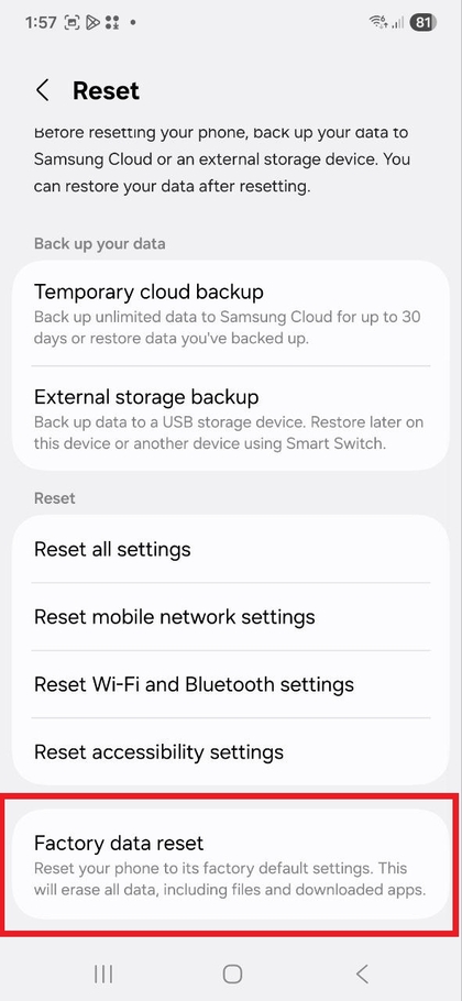 How to Factory Reset Your Samsung Galaxy S25 FE | ManualsLib