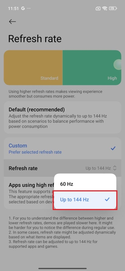 How to Activate 144Hz Screen Refresh Rate on Xiaomi 15T Pro | ManualsLib