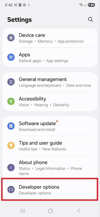 How to Enable or Disable Developer Options on Samsung Galaxy S25 FE ...