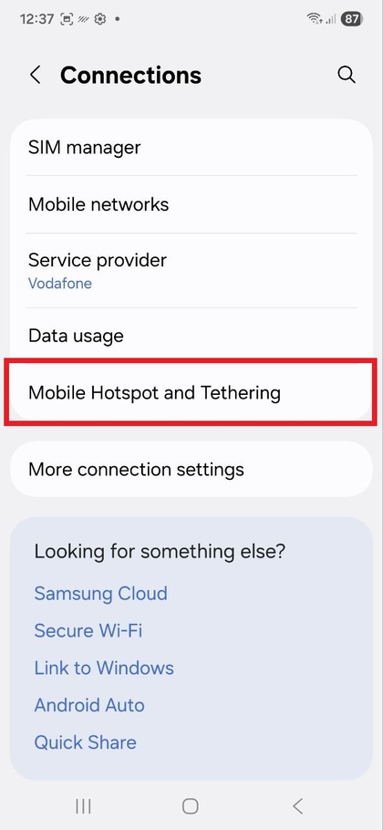 Samsung Galaxy S25 FE - How to Set Up Mobile Hotspot | ManualsLib