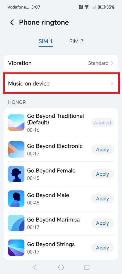 How to Set a Custom Ringtone on HONOR 400 Lite | ManualsLib