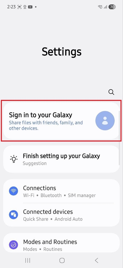 How to Sign In To Your Samsung Account on Samsung Galaxy A56 | ManualsLib