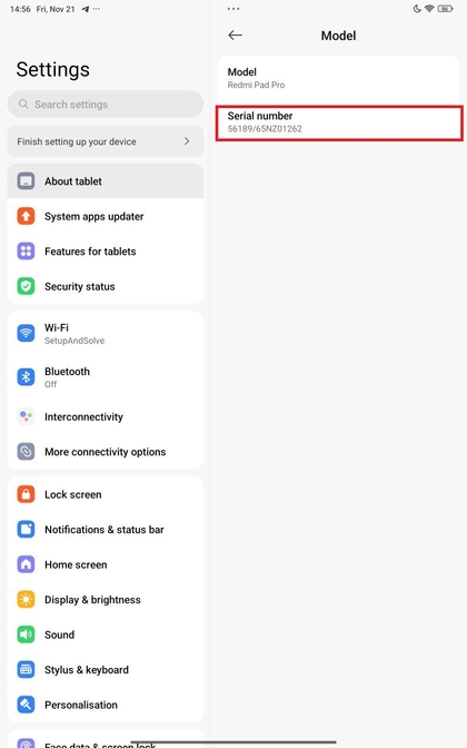 Xiaomi Redmi Pad Pro - How to Check Serial Number | ManualsLib