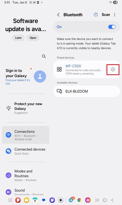 Connecting Bluetooth Devices to Samsung Galaxy Tab A11 | ManualsLib
