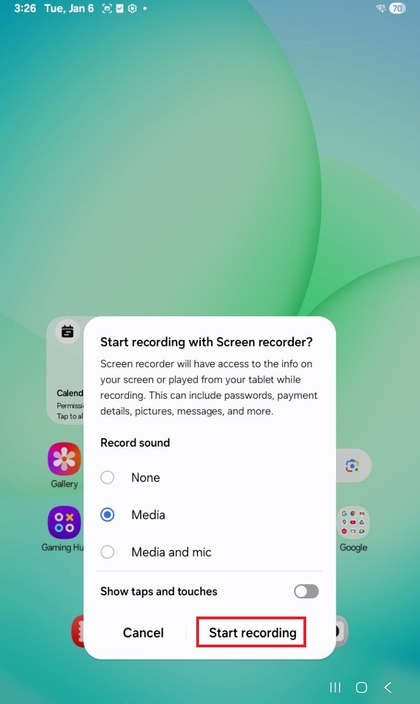How to Record Screen on Samsung Galaxy Tab A11 | ManualsLib