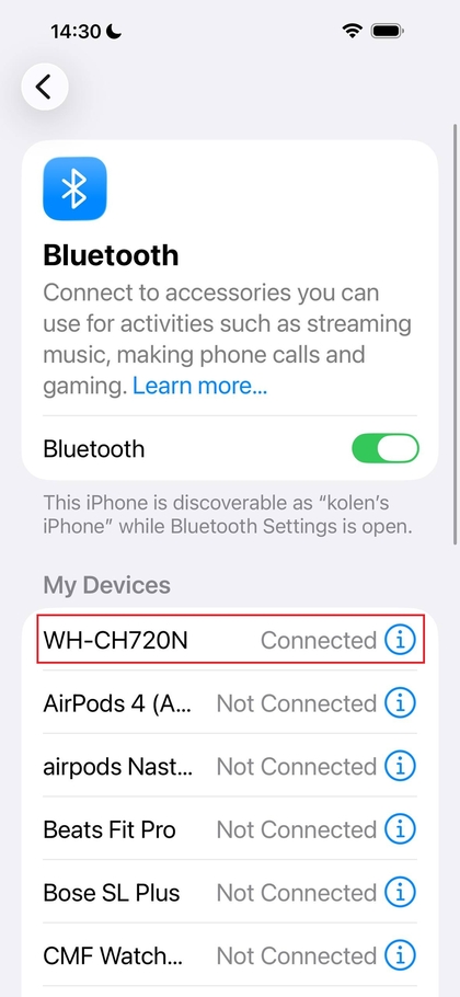 How to Pair Sony WH-CH720N Headphones with Your iPhone | ManualsLib