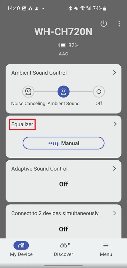Sony WH-CH720N: Navigating Equalizer Presets | ManualsLib