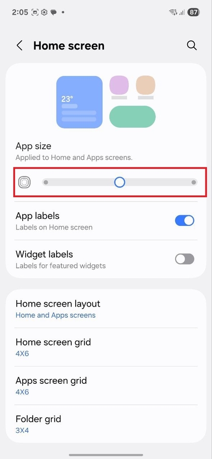 How to Change App Icon Size on Samsung Galaxy A26 5G | ManualsLib