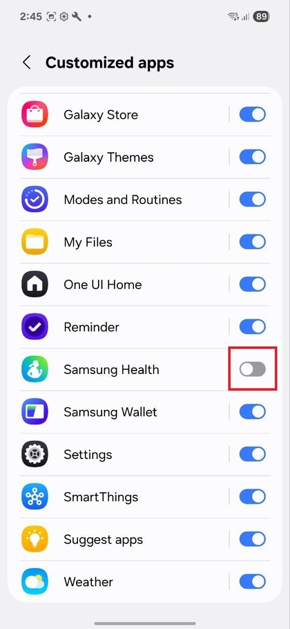 Samsung Galaxy A26 5G: Enable or Disable Customized Samsung Health ...