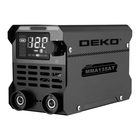 DeKo MMA135AT Duty Cycle Rating Info | ManualsLib